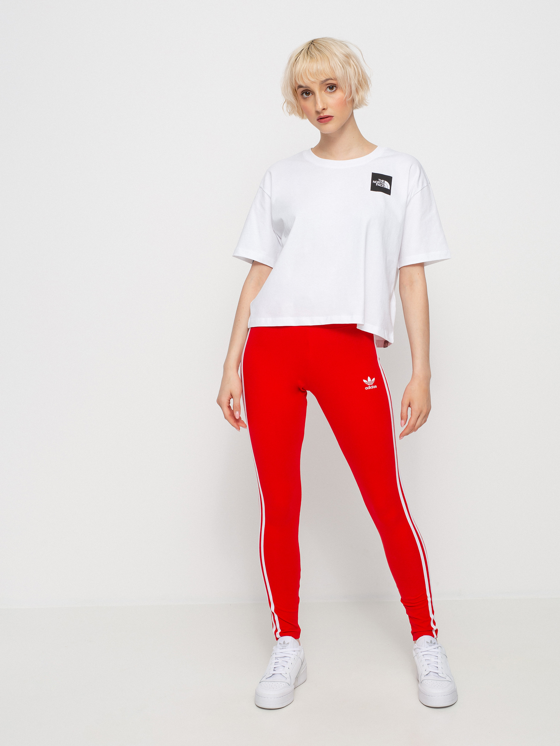 Leginy adidas Originals 3 Stripes Wmn - zelená (vivid red)
