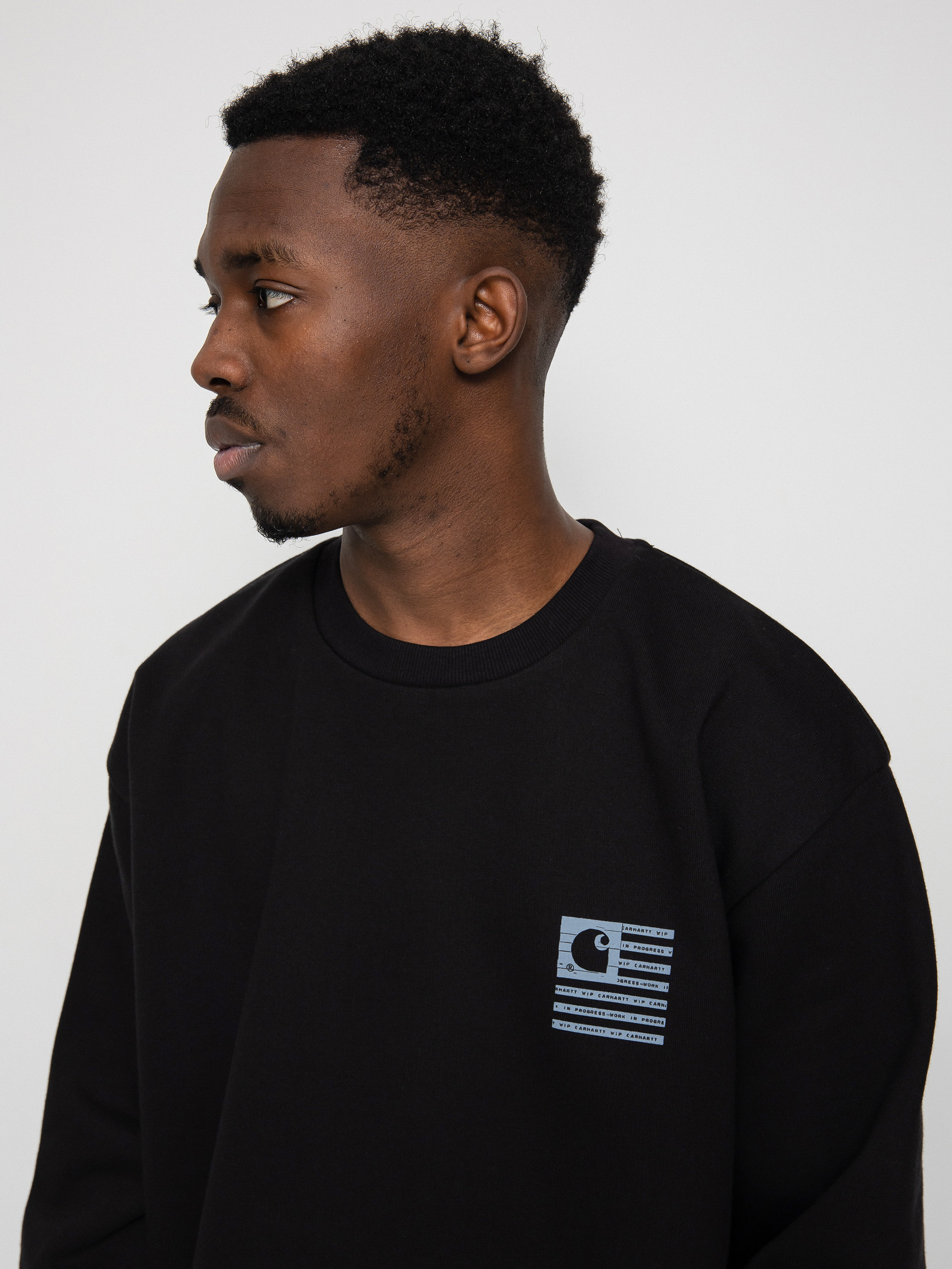 Mikina Carhartt WIP Label State Flag - černá (black/misty sky)