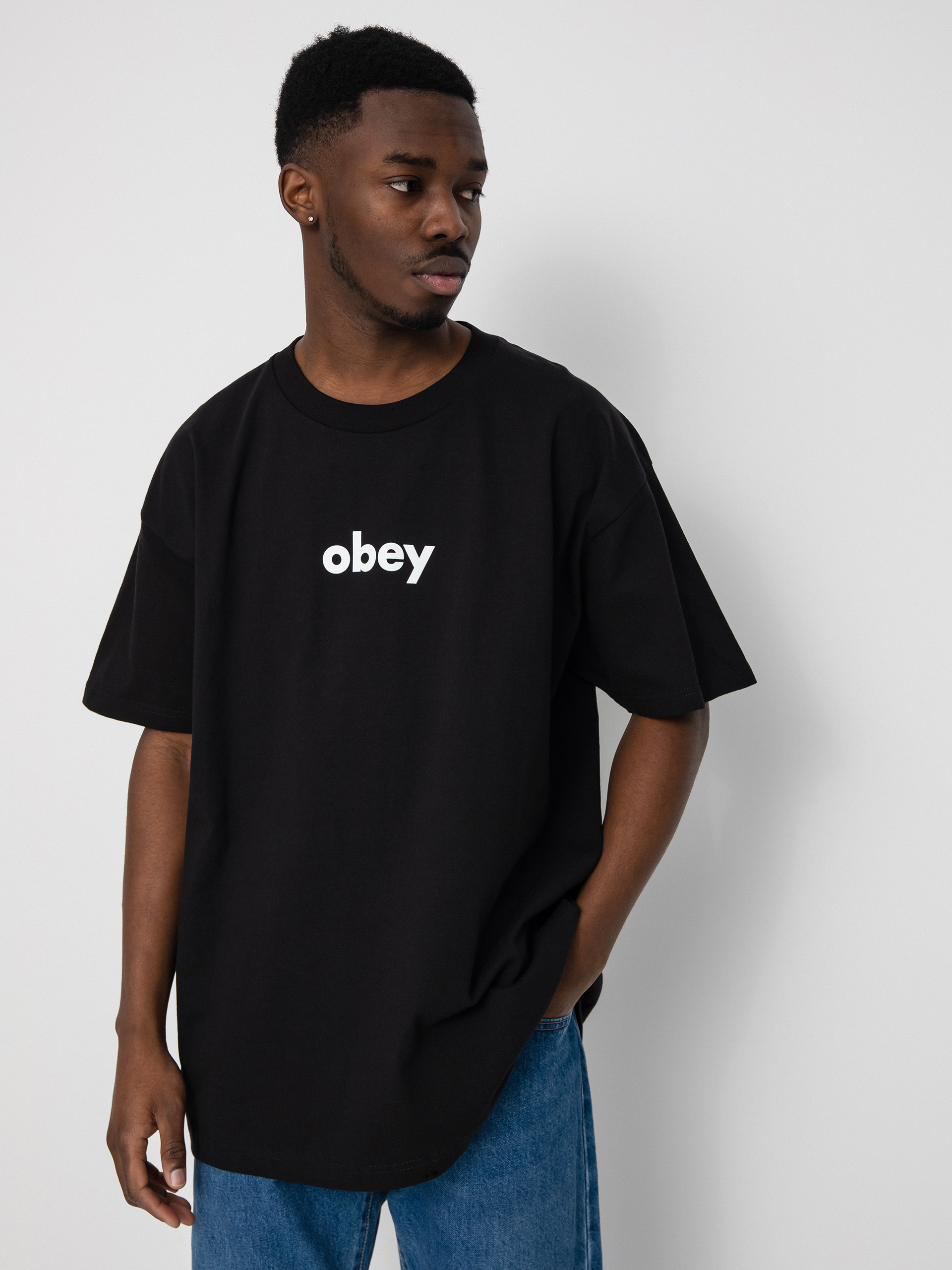 Tričko OBEY Lower Case 2 - černá (black)