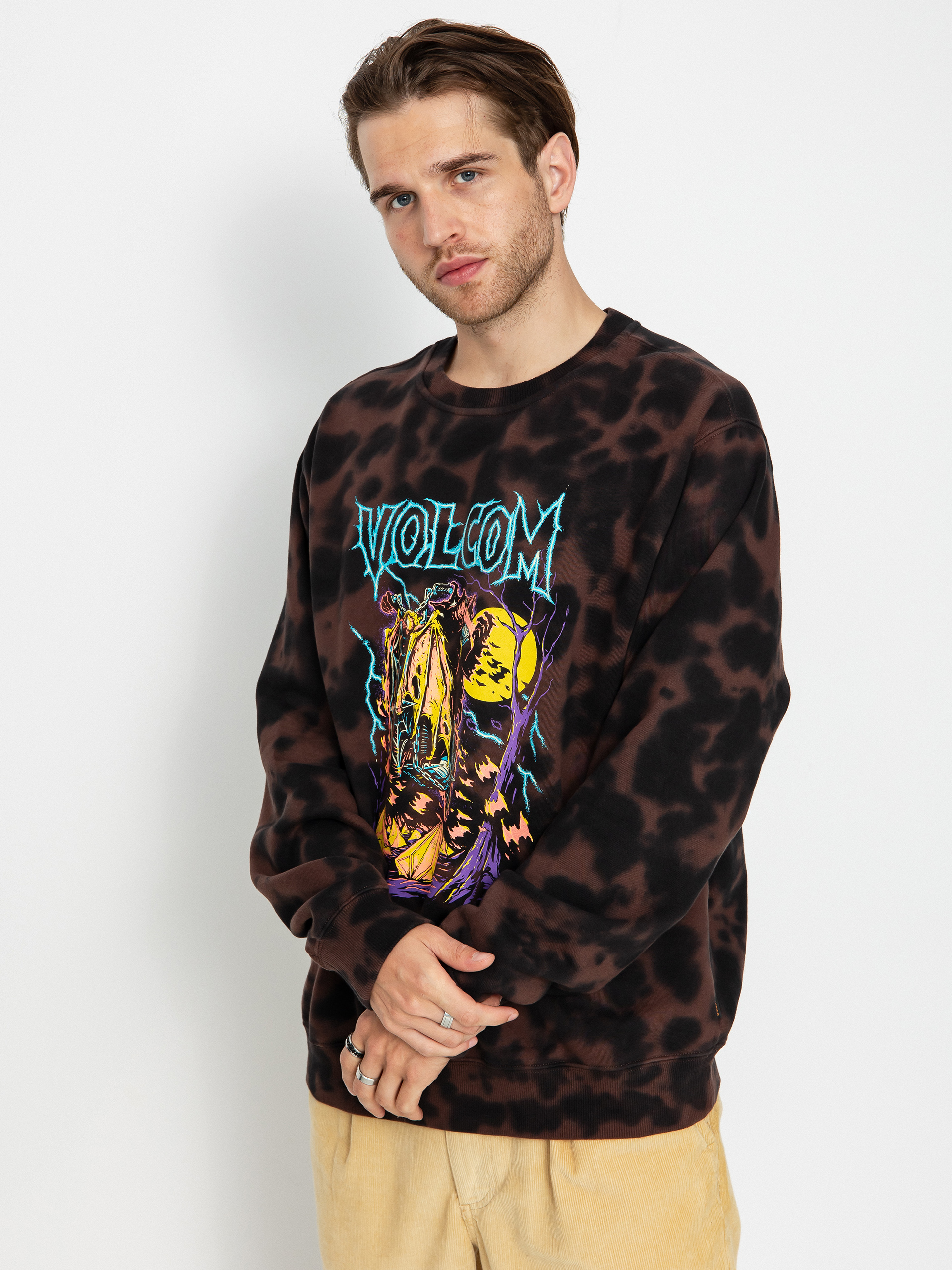 Mikina Volcom Fa Max Sherman Crew - hnědá (bitter chocolate)