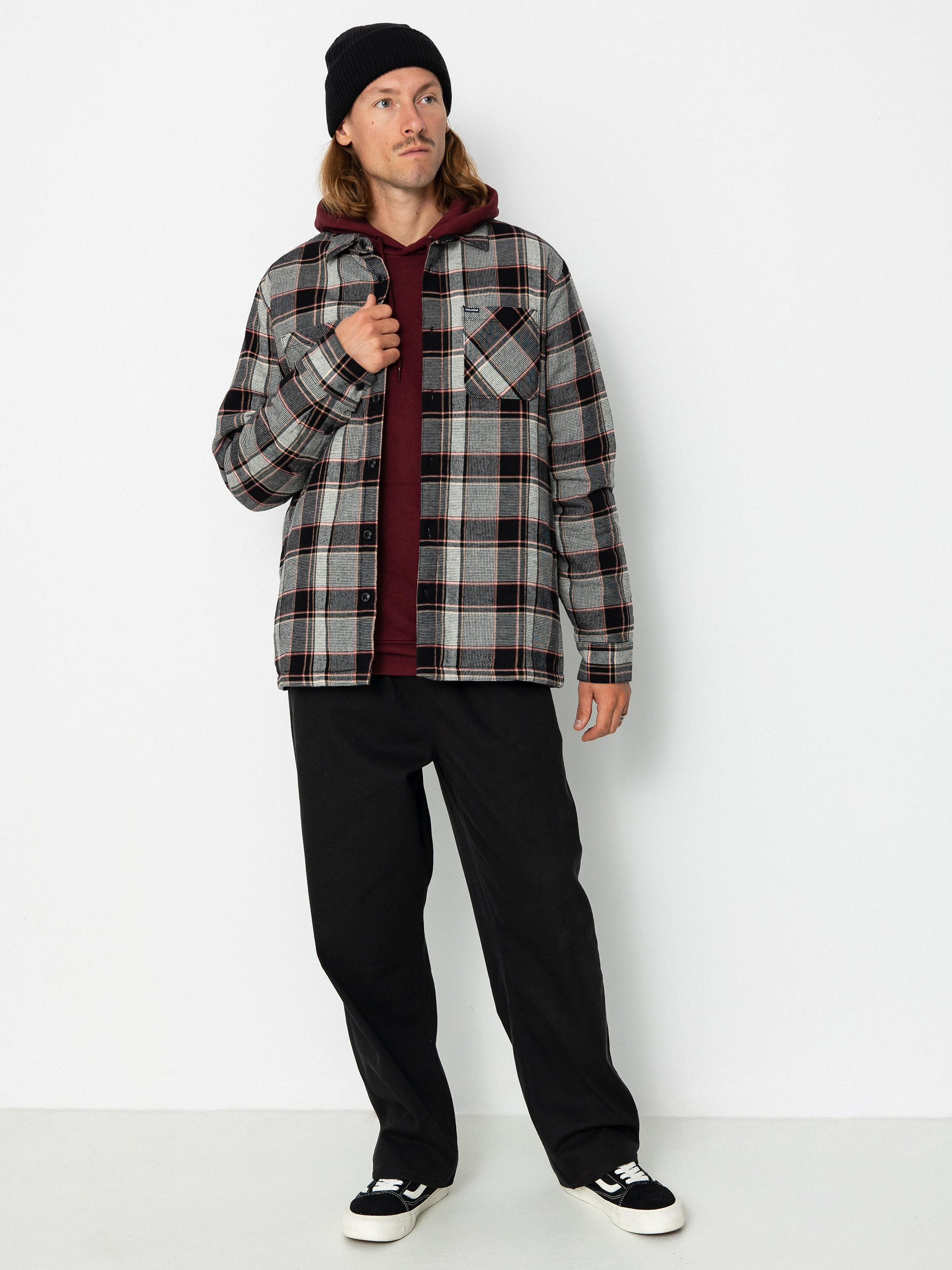 Košile Volcom Brickstone Lined Flannel Ls - černá (dirty white)