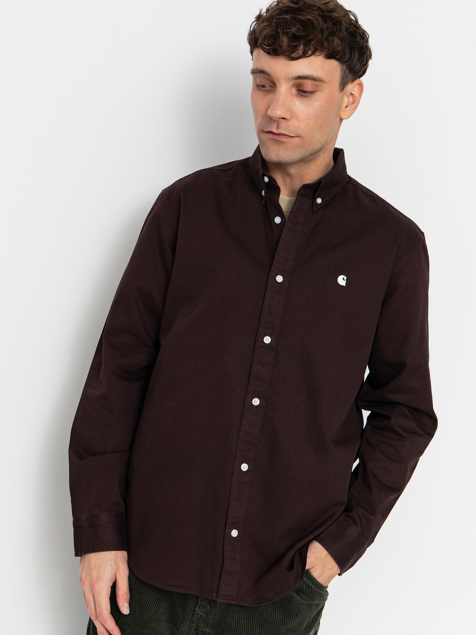Košile Carhartt WIP Madison - bezbarvý (palisander/wax)