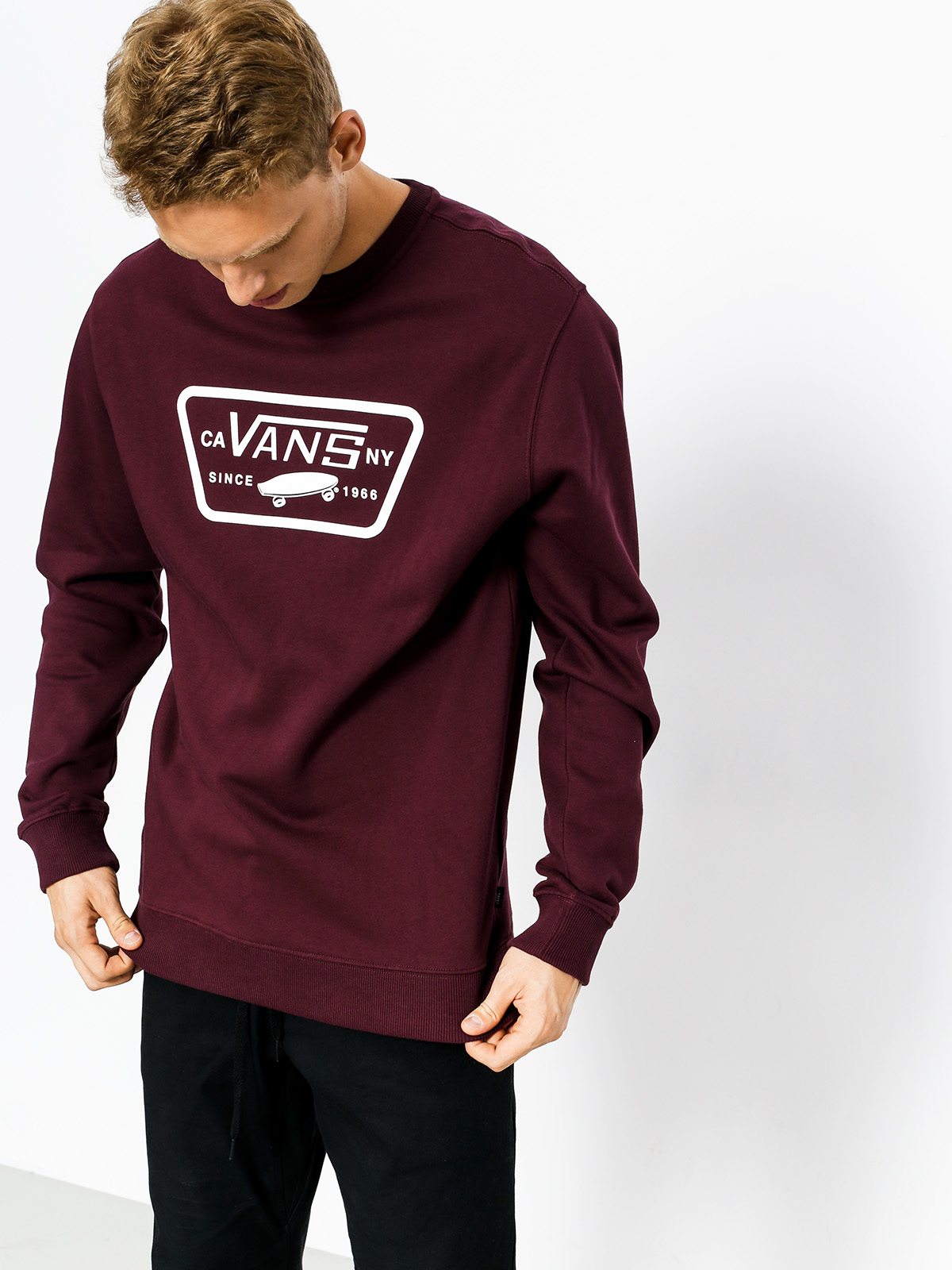 Mikina Vans Full Patch Crew - vínově červená (port/royale)